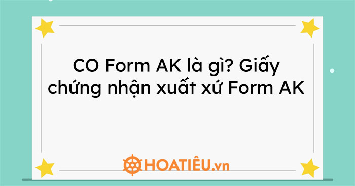 CO Form AK là gì? Giấy chứng nhận xuất xứ Form AK - HoaTieu.vn