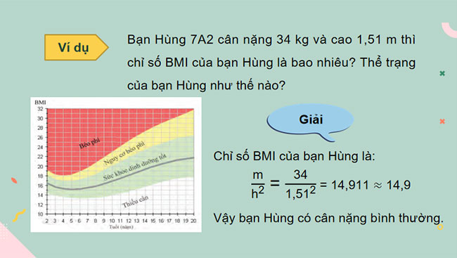 Giáo án Toán 7 Chân trời Bài 4 Tính chỉ số đánh giá thể trạng BMI (PPT + Word)